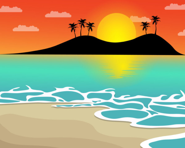 Beach Sunset Vector - Mockup Templates Images Vectors Fonts Design